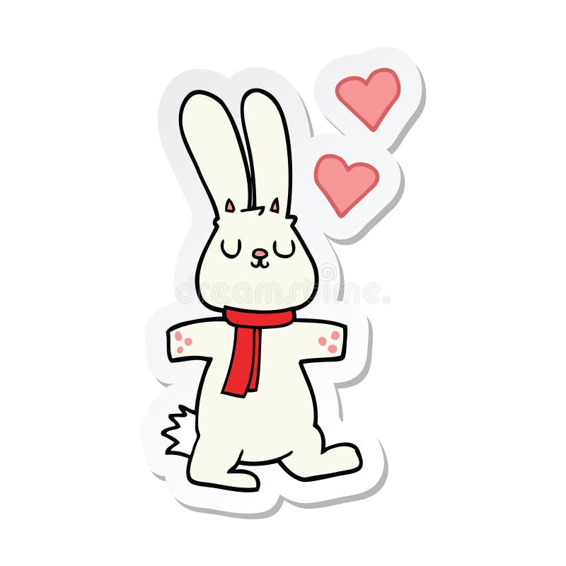 A Creative Sticker of a Cartoon Rabbit in Love Stock Vector ...