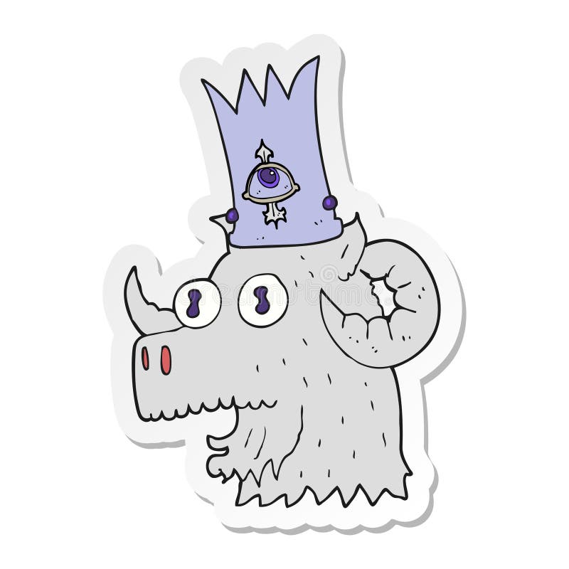 A Creative Sticker of a Cartoon Ram Head with Magical Crown Stock ...