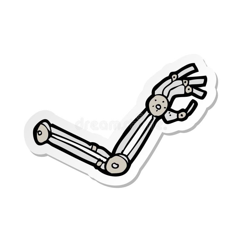 A Creative Sticker of a Cartoon Robot Arm Stock Vector - Illustration ...
