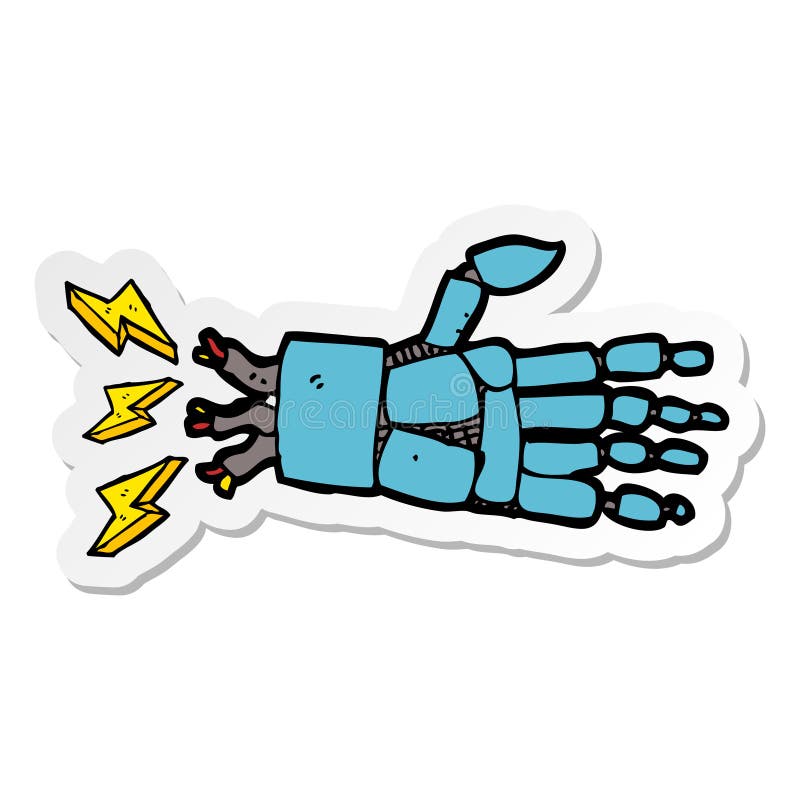 A Creative Sticker of a Cartoon Robot Hand Stock Vector - Illustration ...