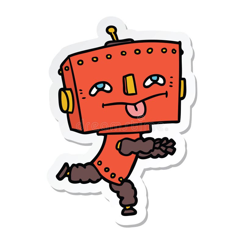 A Creative Sticker of a Cartoon Robot Stock Vector - Illustration of ...