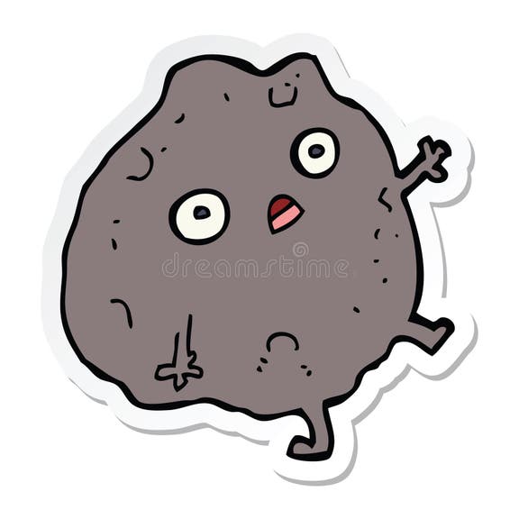 A Creative Sticker of a Cartoon Rock Falling Stock Vector ...