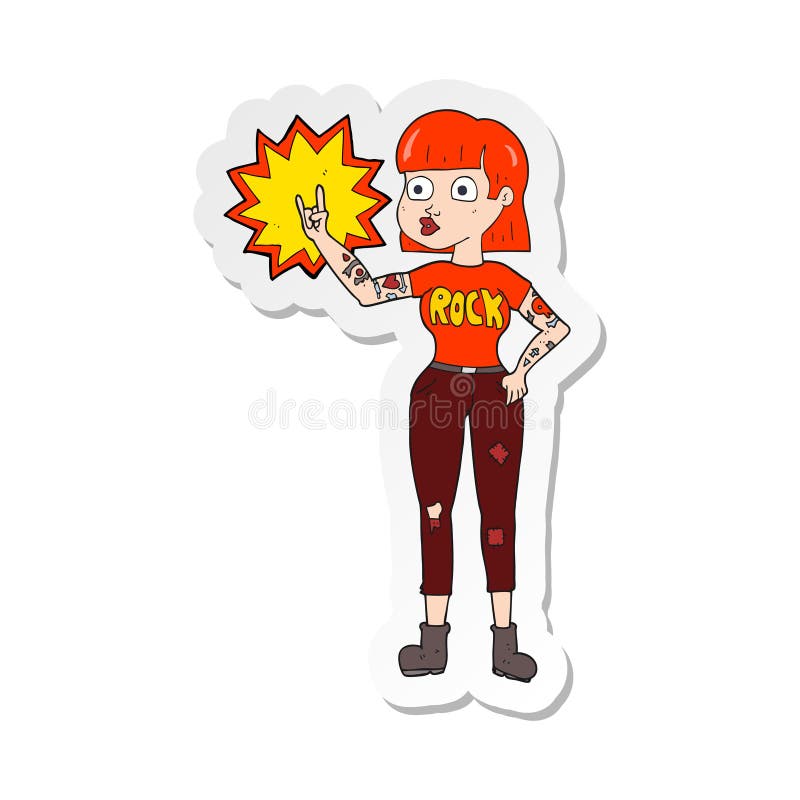 A Creative Sticker of a Cartoon Rock Girl Stock Vector - Illustration ...