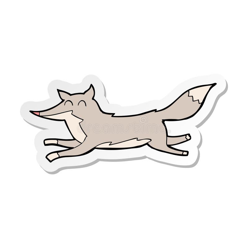 A Creative Sticker of a Cartoon Running Wolf Stock Vector ...