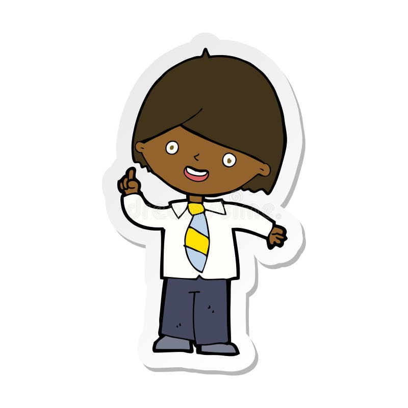 A Creative Sticker of a Cartoon School Boy Answering Question Stock ...