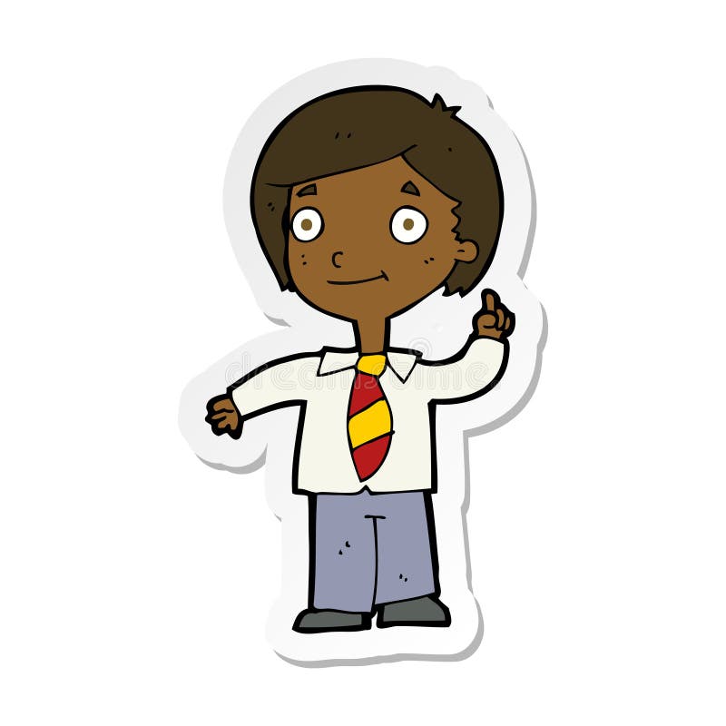 A Creative Sticker of a Cartoon School Boy Answering Question Stock ...