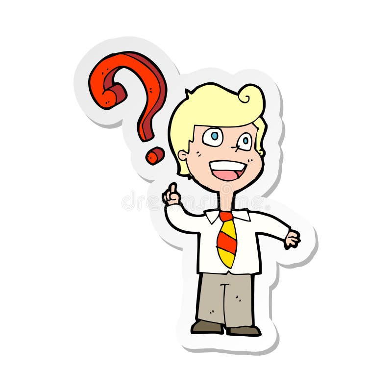A Creative Sticker of a Cartoon School Boy Asking Question Stock Vector ...