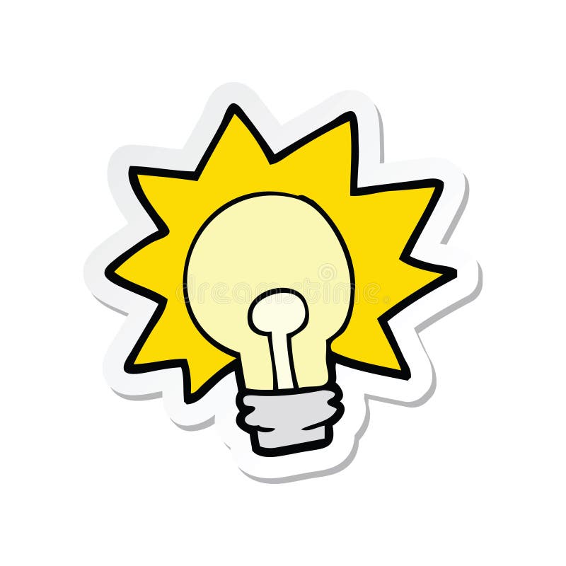 A Creative Sticker of a Cartoon Shining Light Bulb Stock Vector ...