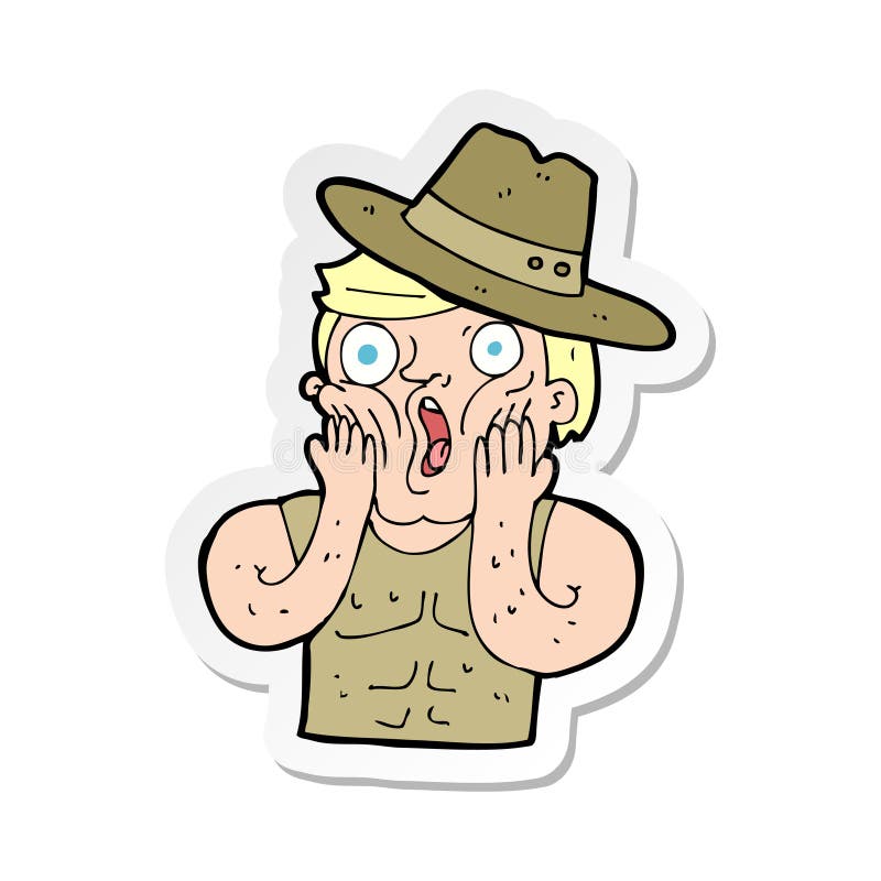Sticker Man Male Australian Hat Outback Cowboy Shocked Surprised ...
