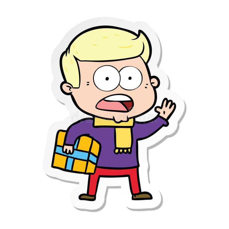 A Creative Sticker of a Cartoon Shocked Man Stock Vector - Illustration ...