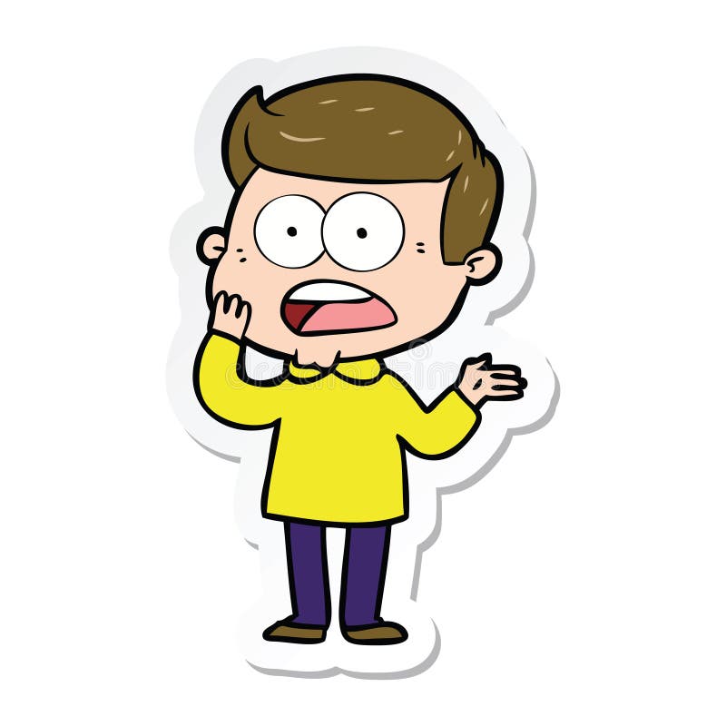 A Creative Sticker of a Cartoon Shocked Man Stock Vector - Illustration ...