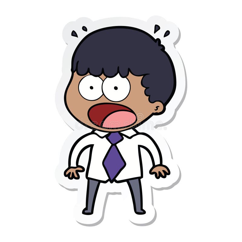 A Creative Sticker of a Cartoon Shocked Man in Shirt and Tie Stock ...