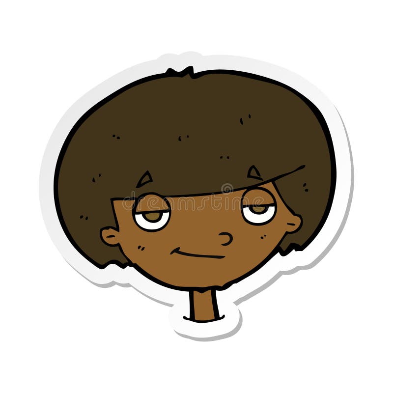 A Creative Sticker of a Cartoon Smug Looking Boy Stock Vector ...