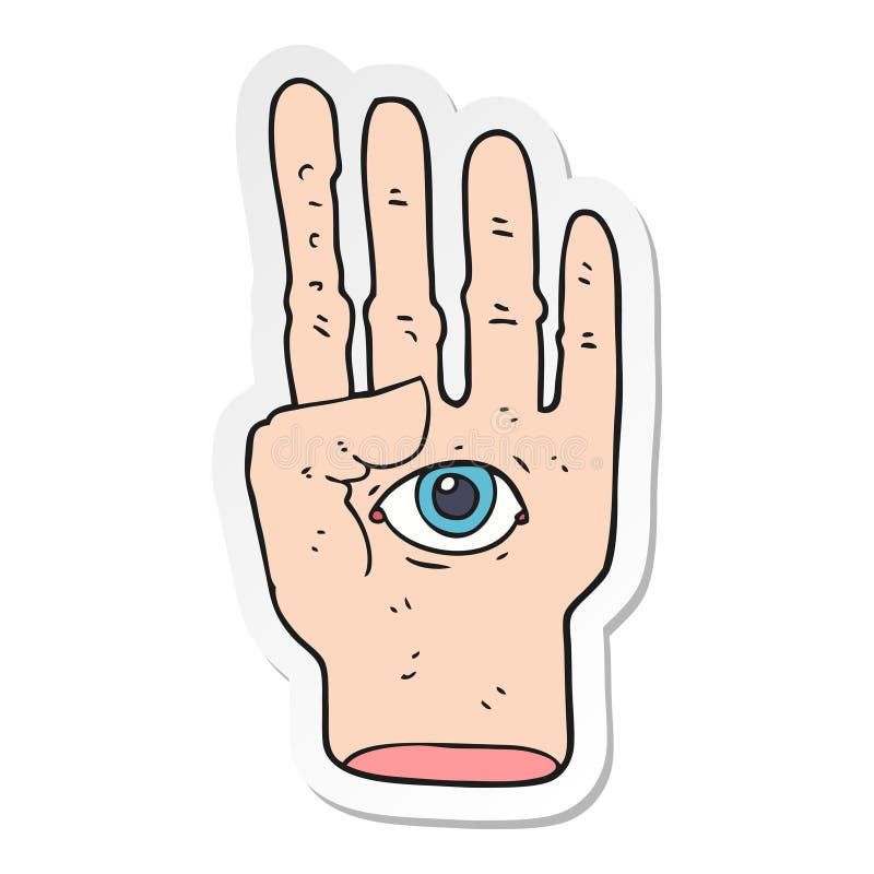 A Creative Sticker of a Cartoon Spooky Hand with Eyeball Stock Vector ...