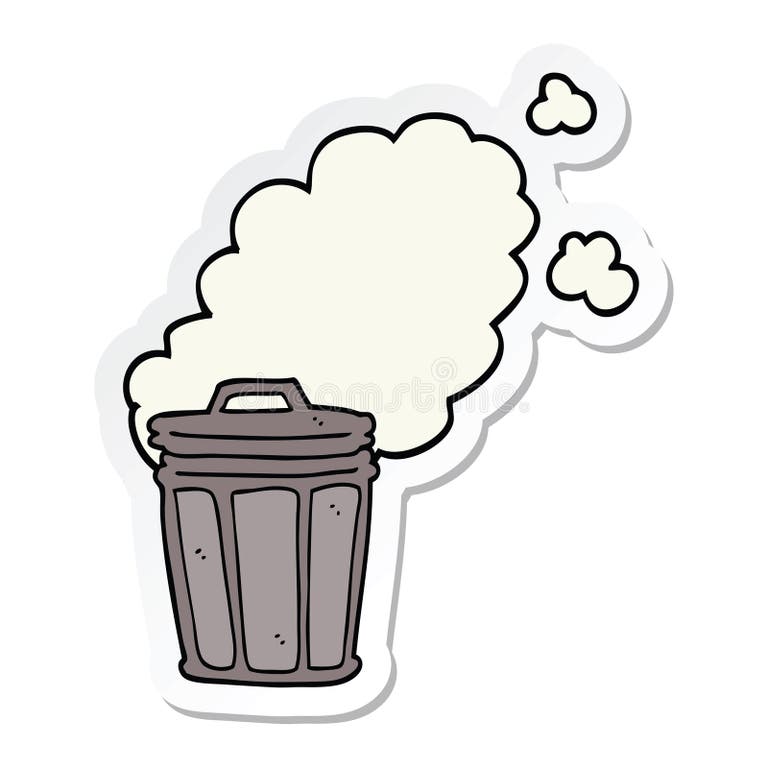 A Creative Sticker of a Cartoon Stinky Garbage Can Stock Vector ...