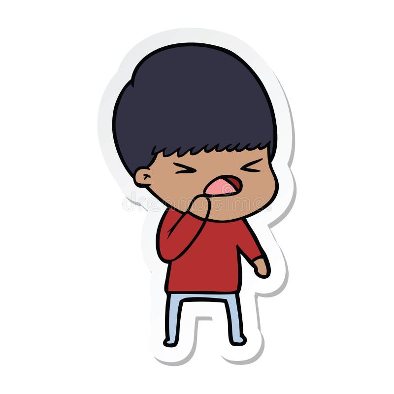 Sticker of a Cartoon Stressed Man Stock Vector - Illustration of label ...
