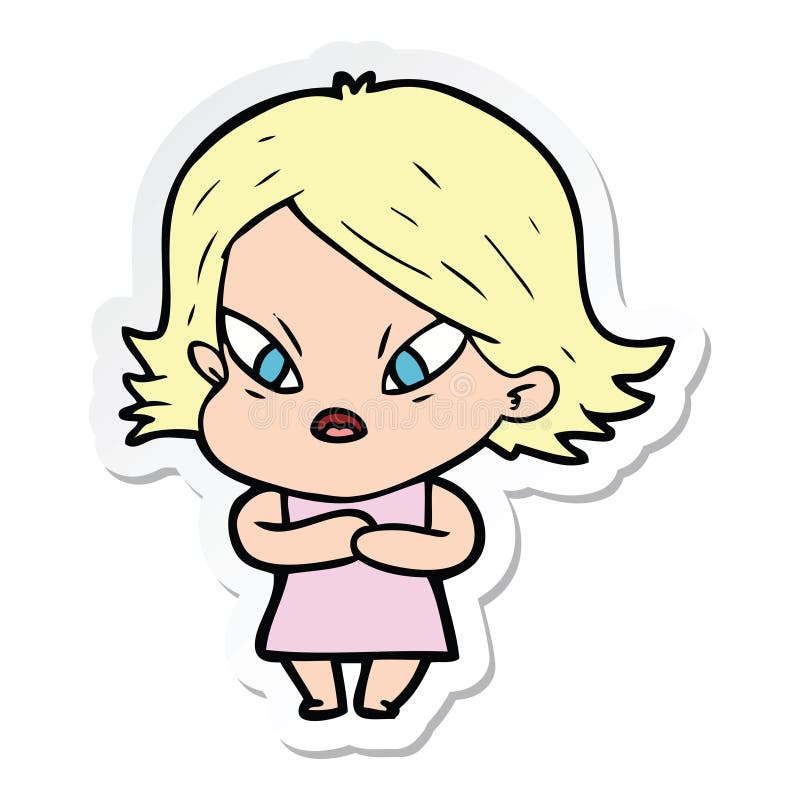 A Creative Sticker of a Cartoon Stressed Woman Stock Vector ...