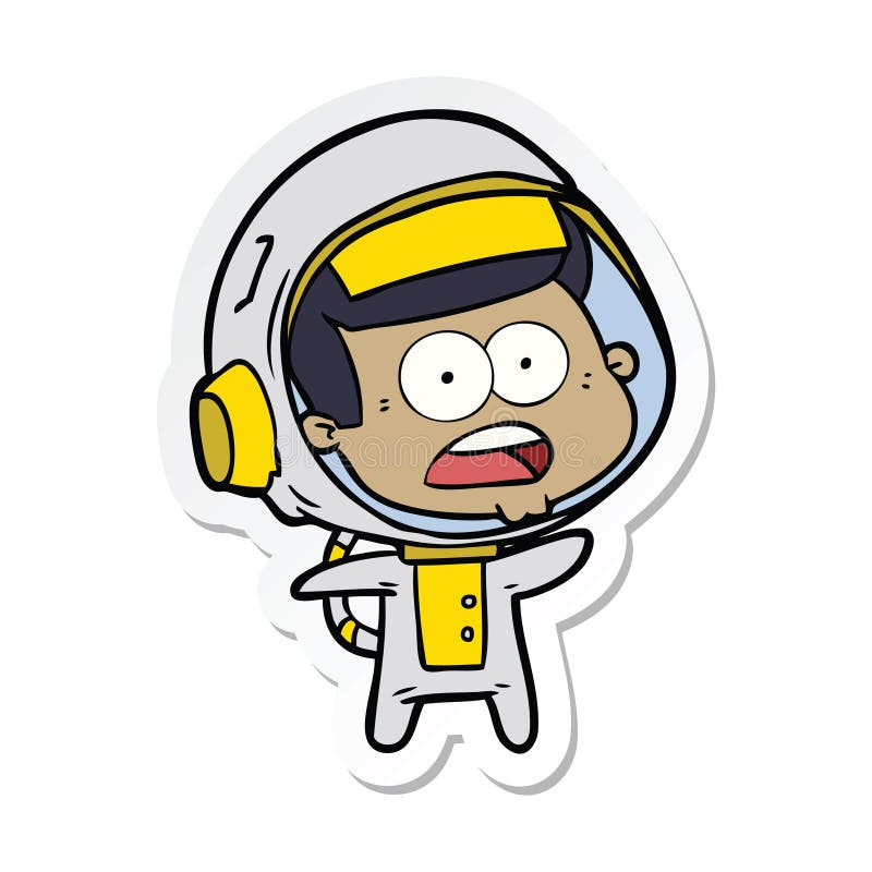 A Creative Sticker of a Cartoon Surprised Astronaut Stock Vector ...