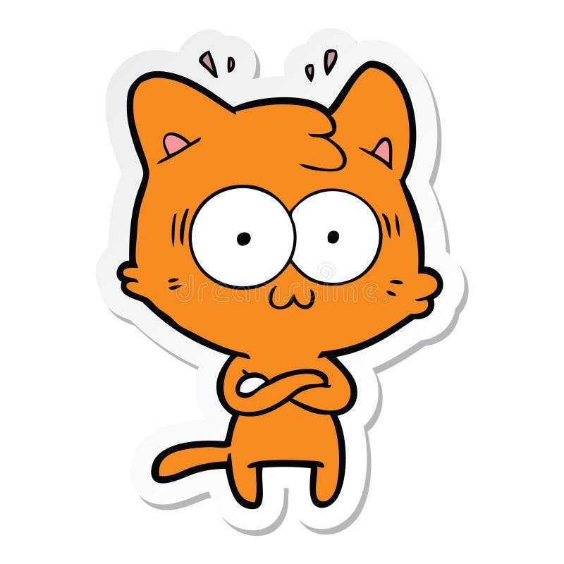 A Creative Sticker of a Cartoon Surprised Cat Stock Vector ...