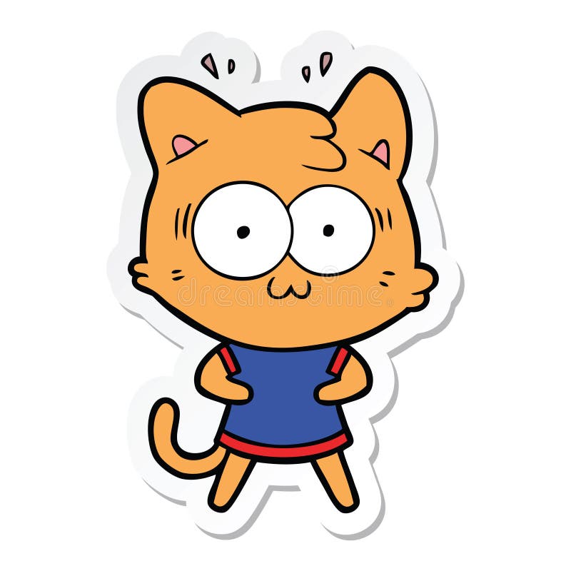 A Creative Sticker of a Cartoon Surprised Cat Stock Vector ...