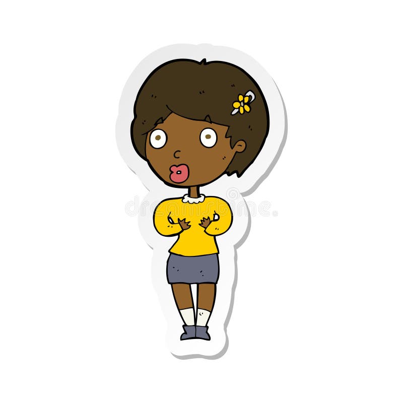 Sticker Woman Female Girl Shocked Surprised Amazed Cartoon Character ...