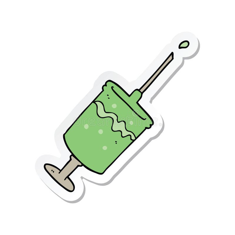 A Creative Sticker of a Cartoon Syringe Needle Stock Vector ...