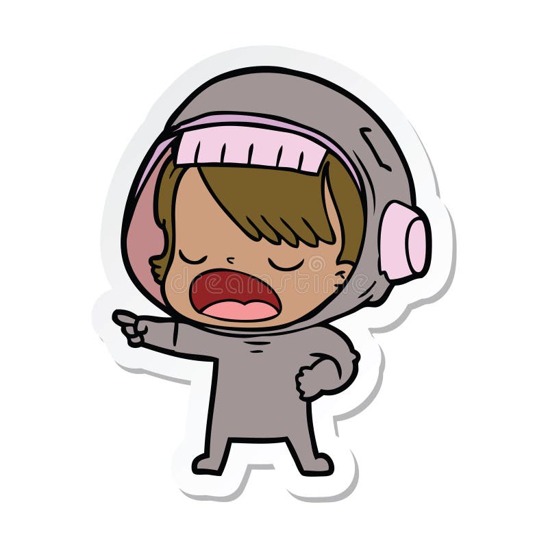 A Creative Sticker of a Cartoon Talking Astronaut Stock Vector ...