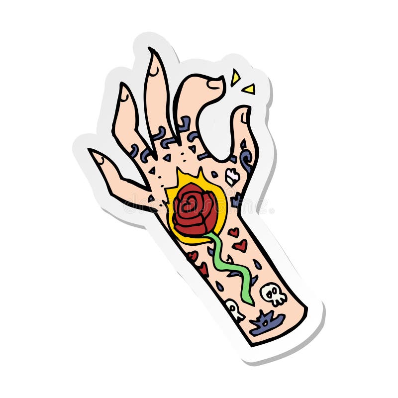 A Creative Sticker of a Cartoon Tattoo Hand Stock Vector - Illustration ...