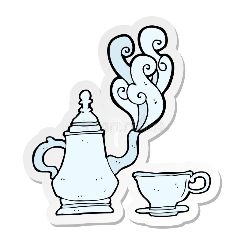 A Creative Sticker of a Cartoon Tea Set Stock Vector - Illustration of ...