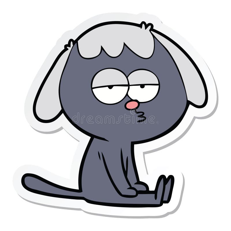 A Creative Sticker of a Cartoon Tired Dog Stock Vector - Illustration ...