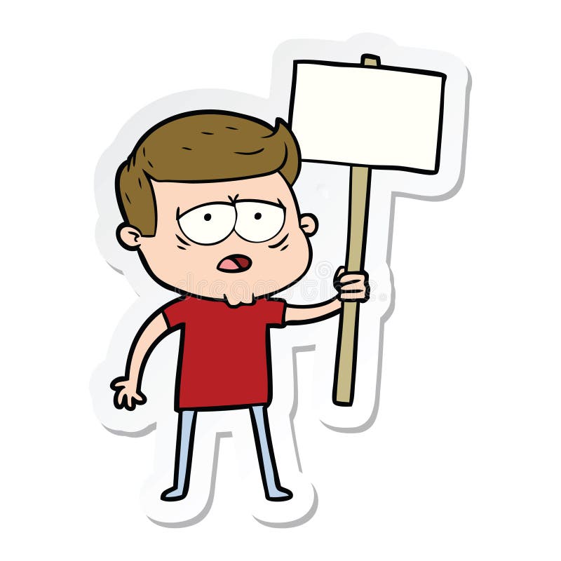 A Creative Sticker of a Cartoon Tired Man Stock Vector - Illustration ...