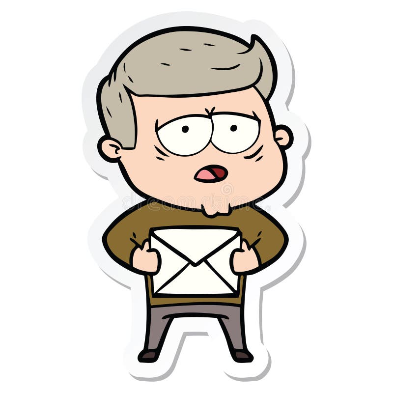 A Creative Sticker of a Cartoon Tired Man Stock Vector - Illustration ...