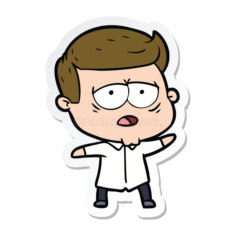 A Creative Sticker of a Cartoon Tired Man Stock Vector - Illustration ...