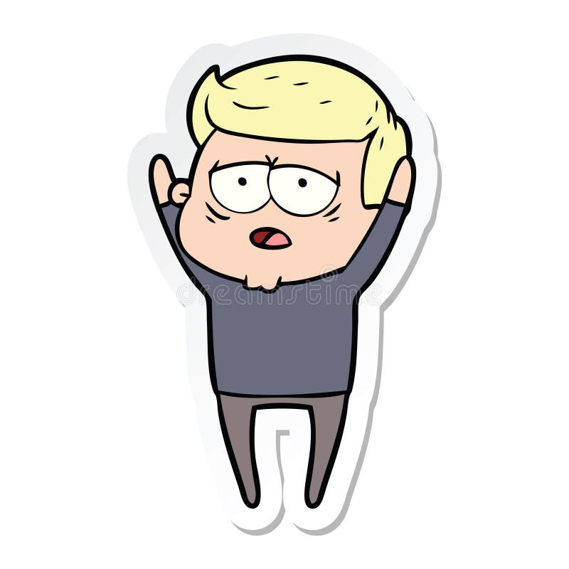 A Creative Sticker of a Cartoon Tired Man Stock Vector - Illustration ...