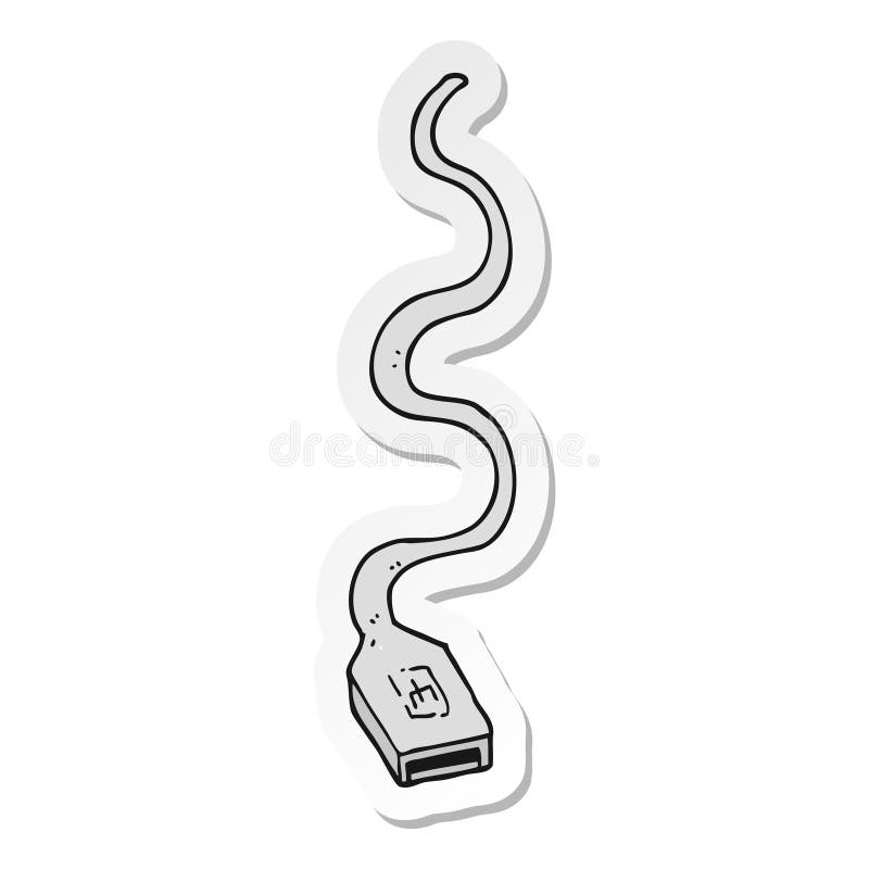 A Creative Sticker of a Cartoon Usb Cable Stock Vector - Illustration ...