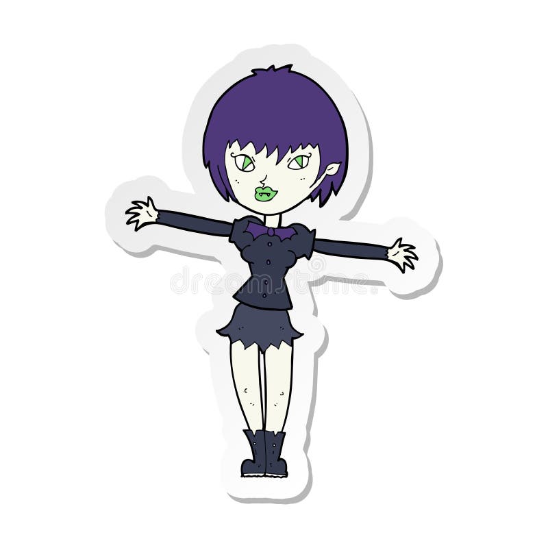 A Creative Sticker of a Cartoon Vampire Girl Stock Vector ...