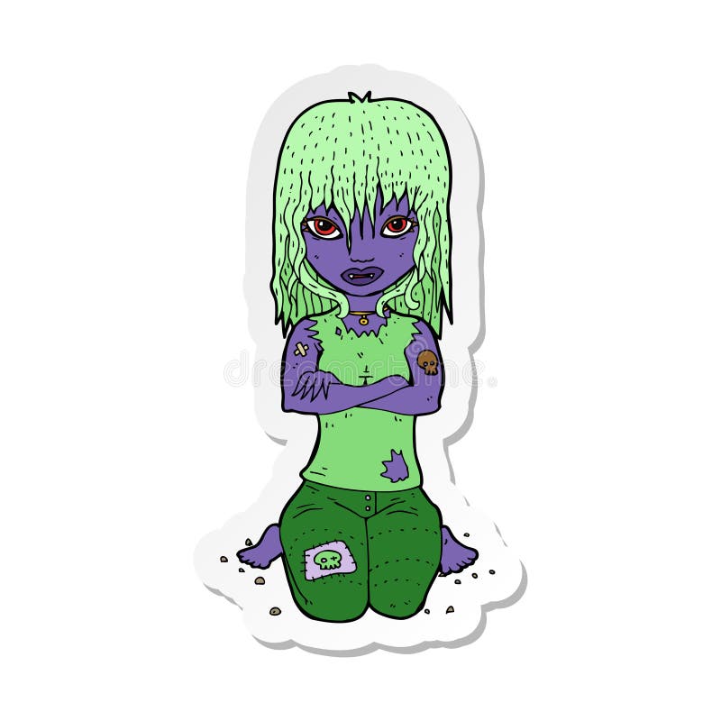 A Creative Sticker of a Cartoon Vampire Girl Stock Vector ...