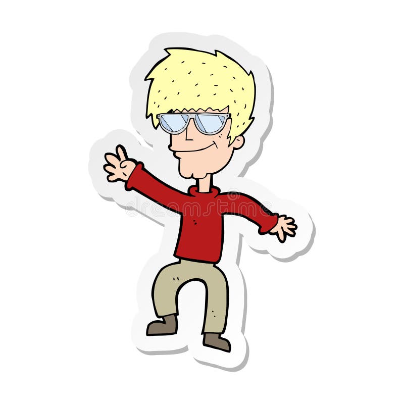 A Creative Sticker of a Cartoon Waving Cool Guy Stock Vector ...