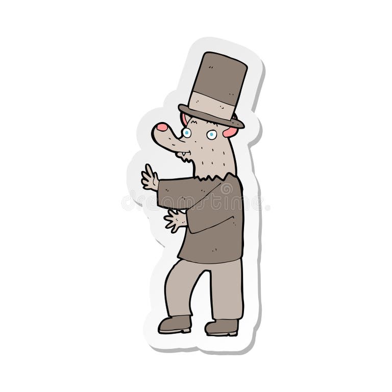 A Creative Sticker of a Cartoon Werewolf in Top Hat Stock Vector ...