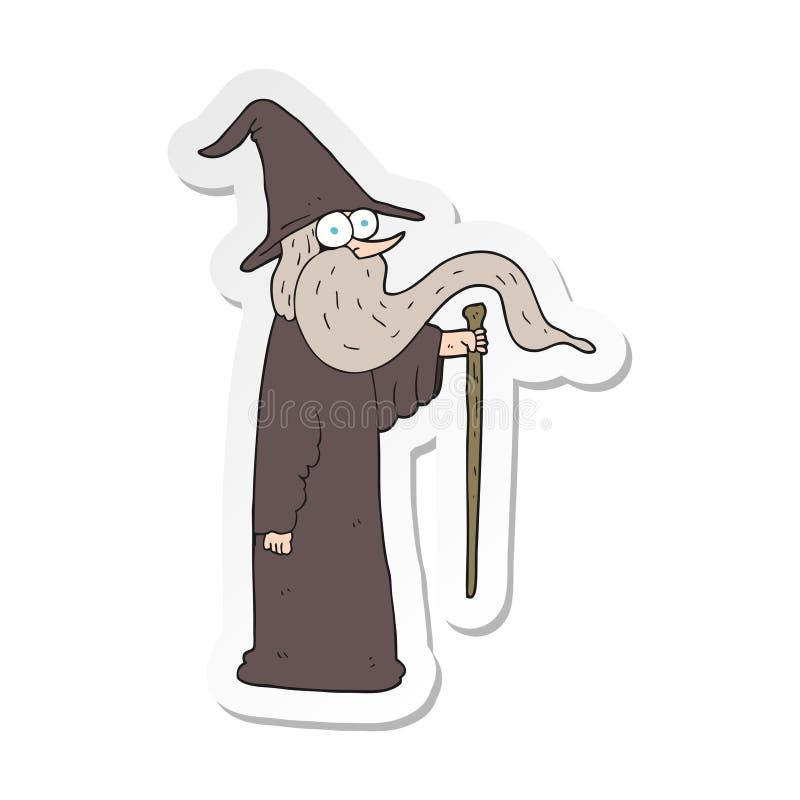 A Creative Sticker of a Cartoon Wizard Stock Vector - Illustration of ...