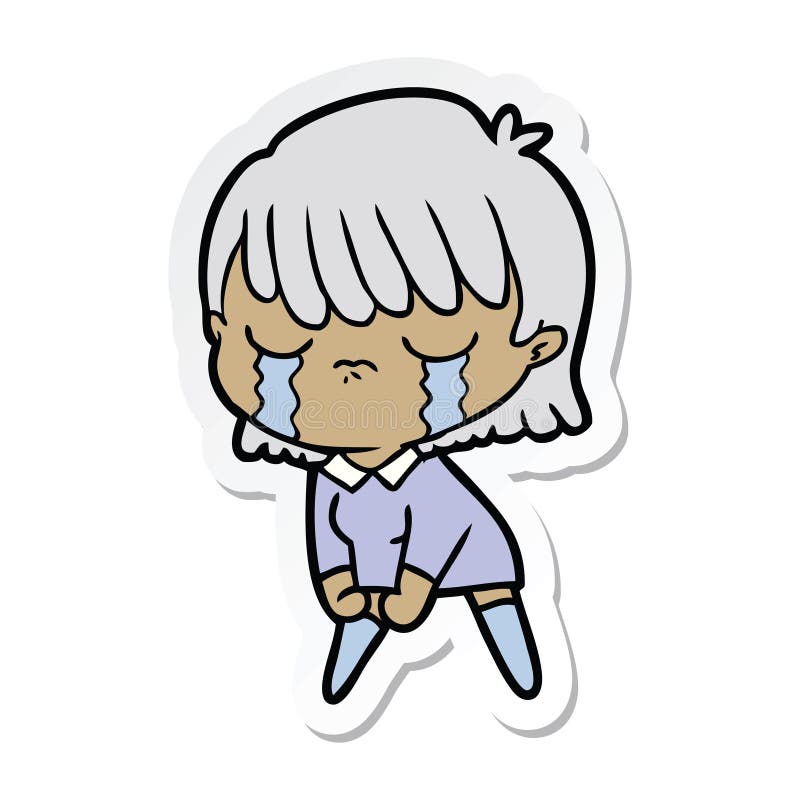 A Creative Sticker of a Cartoon Woman Crying Stock Vector ...