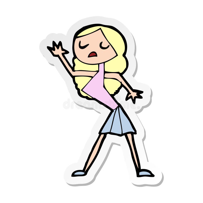 A Creative Sticker of a Cartoon Woman Dancing Stock Vector ...