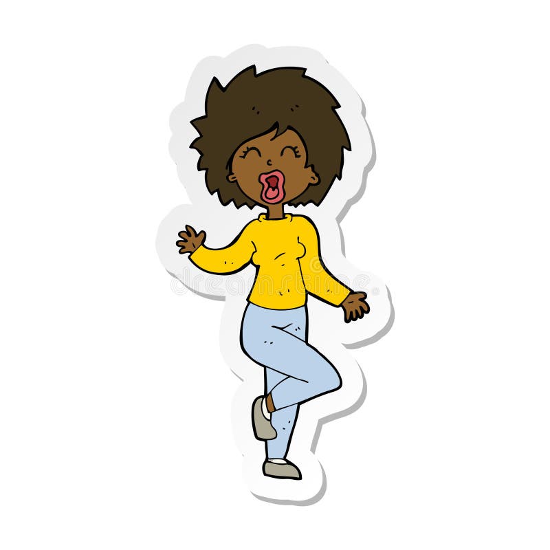 A Creative Sticker of a Cartoon Woman Dancing Stock Vector ...