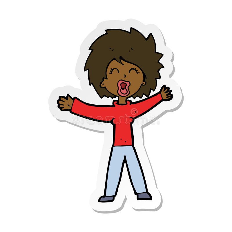 A Creative Sticker of a Cartoon Woman Shouting Stock Vector ...
