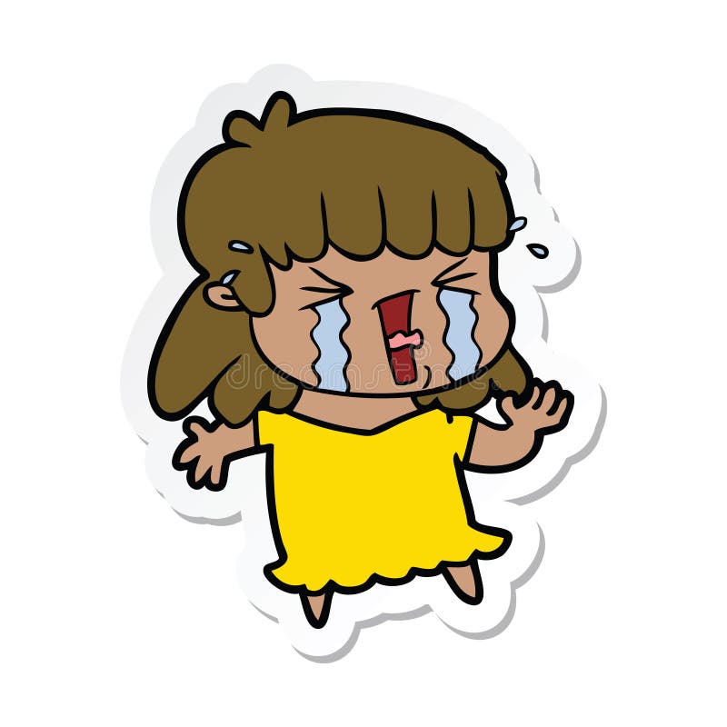 A Creative Sticker of a Cartoon Woman in Tears Stock Vector ...
