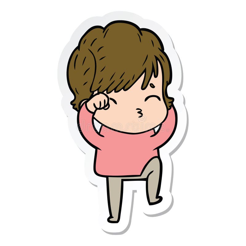 A Creative Sticker of a Cartoon Woman Thinking Stock Vector ...