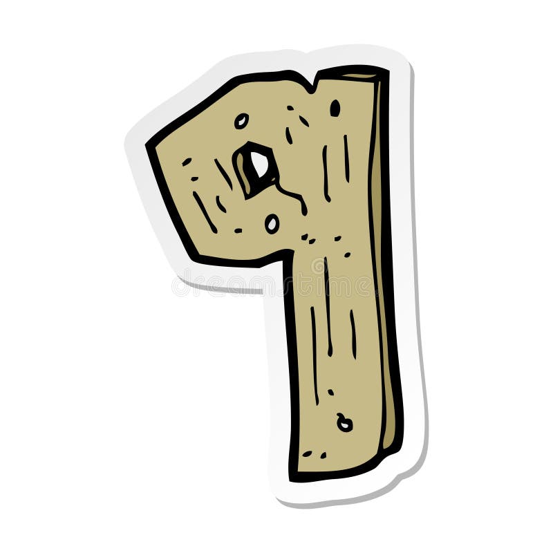 A Creative Sticker of a Cartoon Wooden Number Stock Vector ...