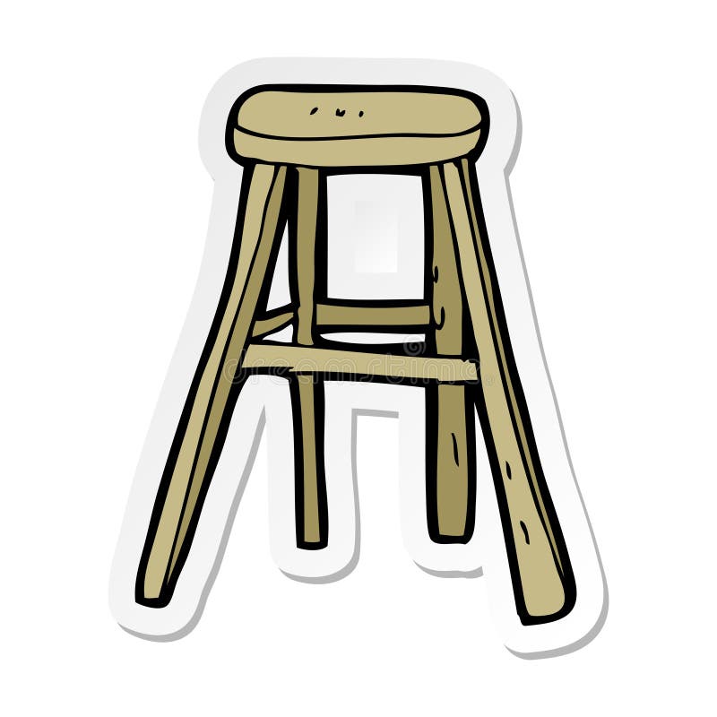 A Creative Sticker of a Cartoon Wooden Stool Stock Vector ...