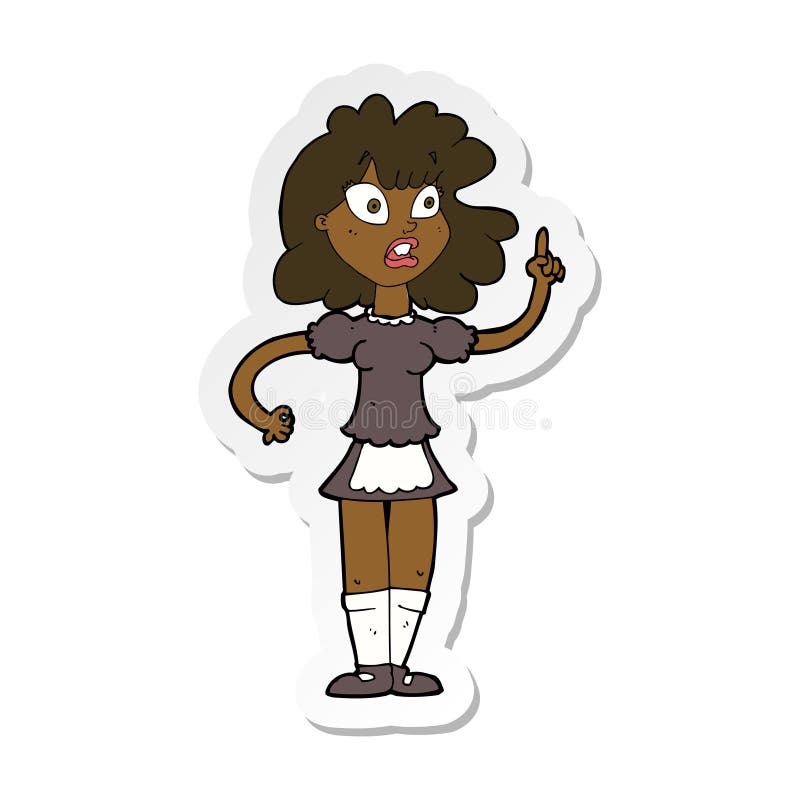 Sticker Maid Worried Cleaner Waitress Uniform Gesture Signal Nervous ...