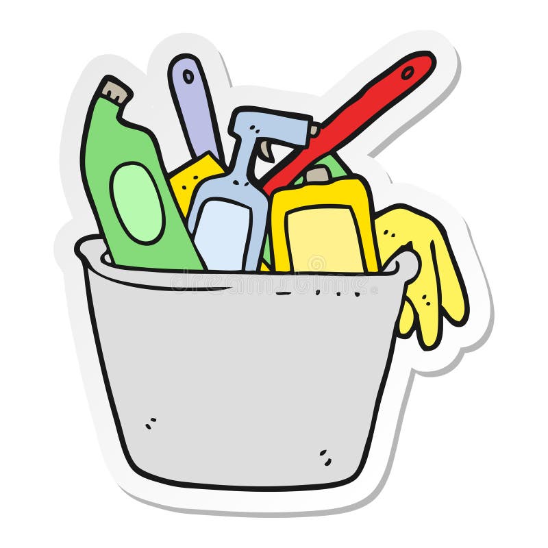 A Creative Sticker of a Cleaning Products Cartoon Stock Vector ...